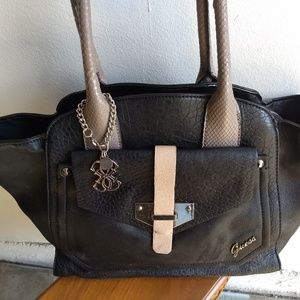 Guess | Bags | Large Black Faux Leather Shoulder Bag | Poshmark